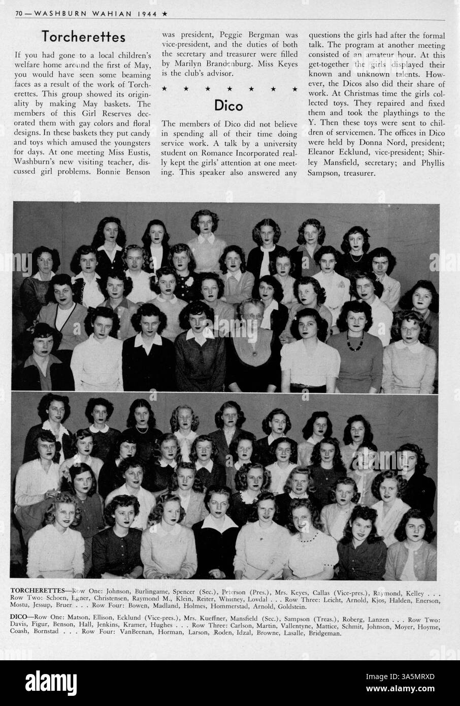The 1944 wahian yearbook from washburn high school highlights th hi-res ...