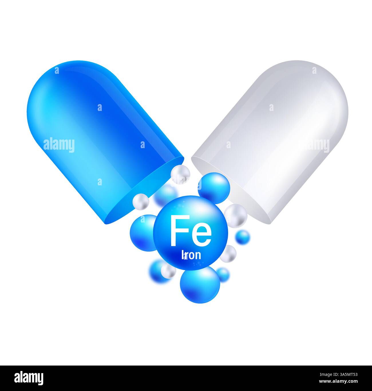 Ferrum, Fe. Icon structure chemical element round shape circle light ...
