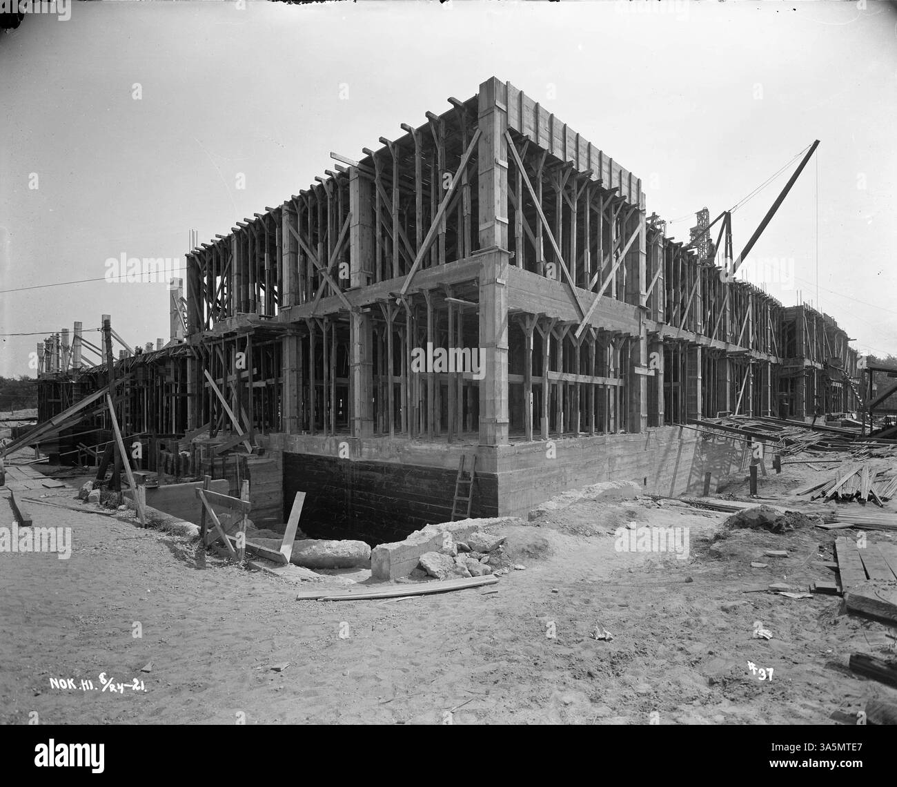 Photograph of Roosevelt High School under construction, originally ...