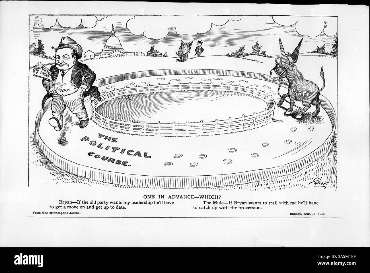 A political cartoon depicting William Jennings Bryan with a scroll ...