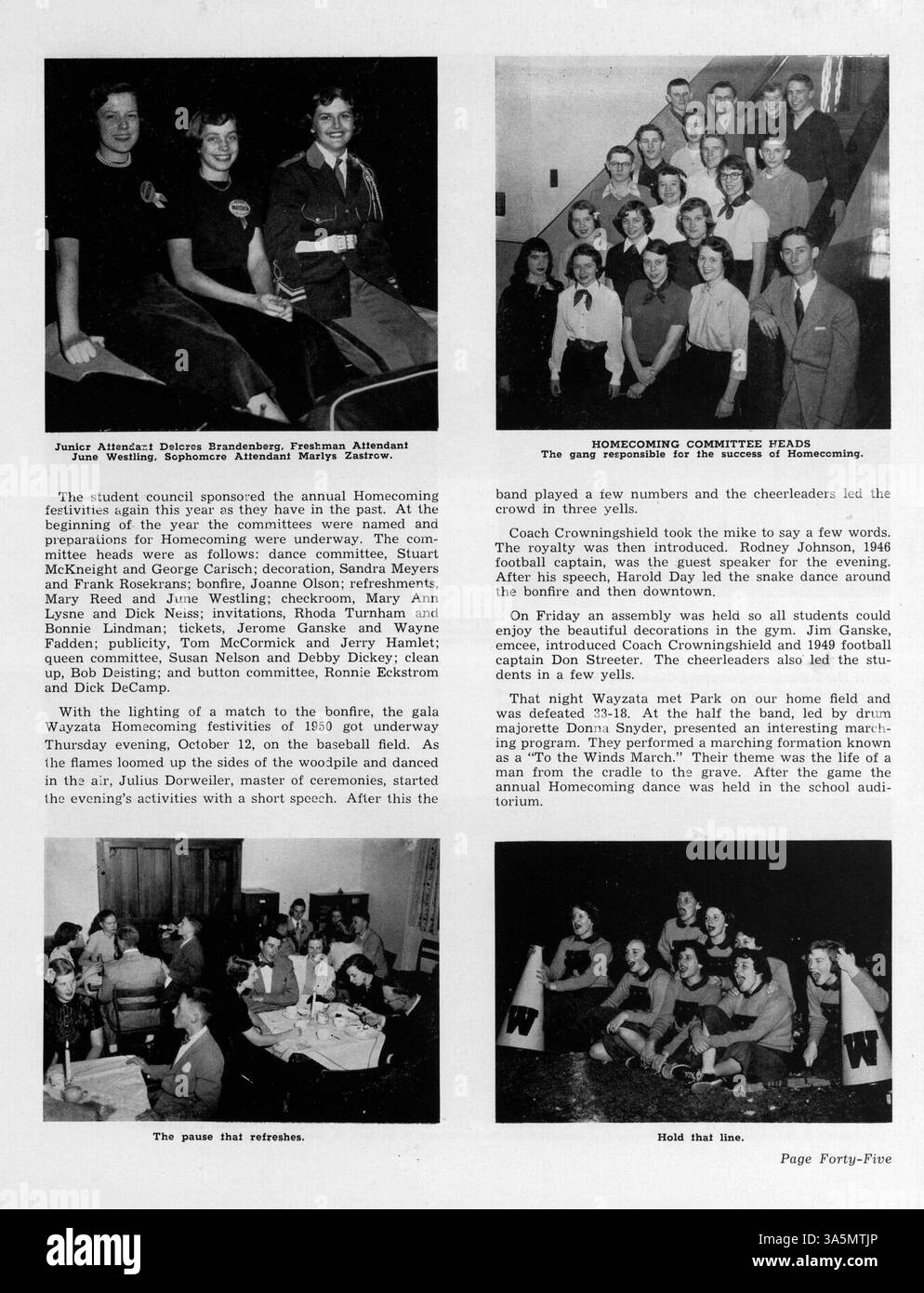 The 1951 Wayzata High School Yearbook, The Wayako, records significant ...