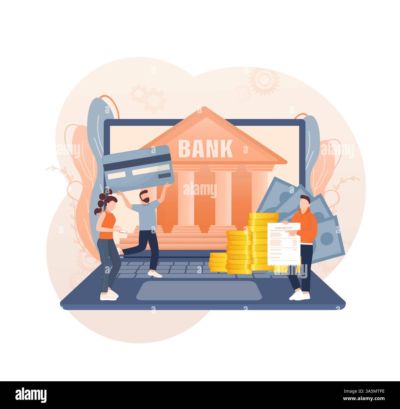 Line banking people for account page design. Isometric vector ...