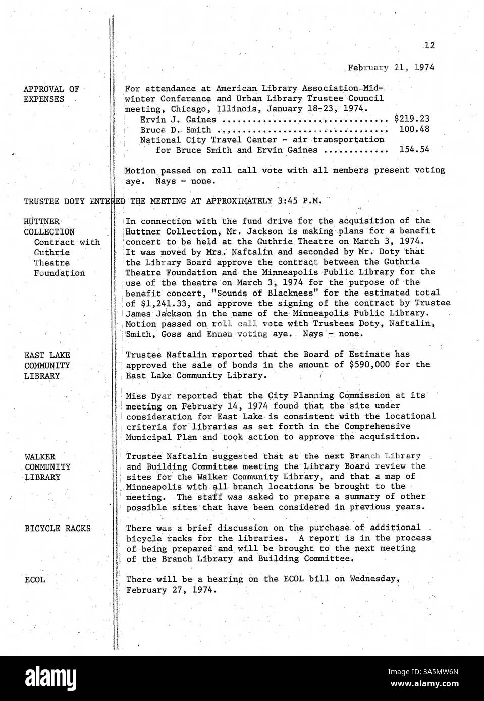 This collection of 1974 meeting minutes provides insight into the ...