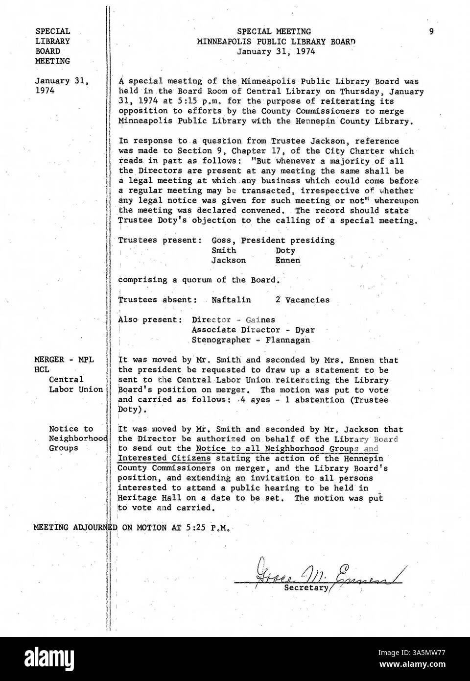 The 1974 meeting minutes of the Minneapolis Public Library Board ...