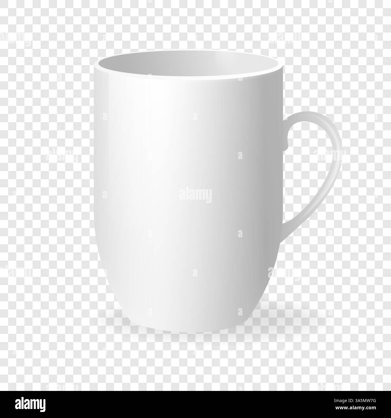 White empty cup in classic style on transparent background. White ...