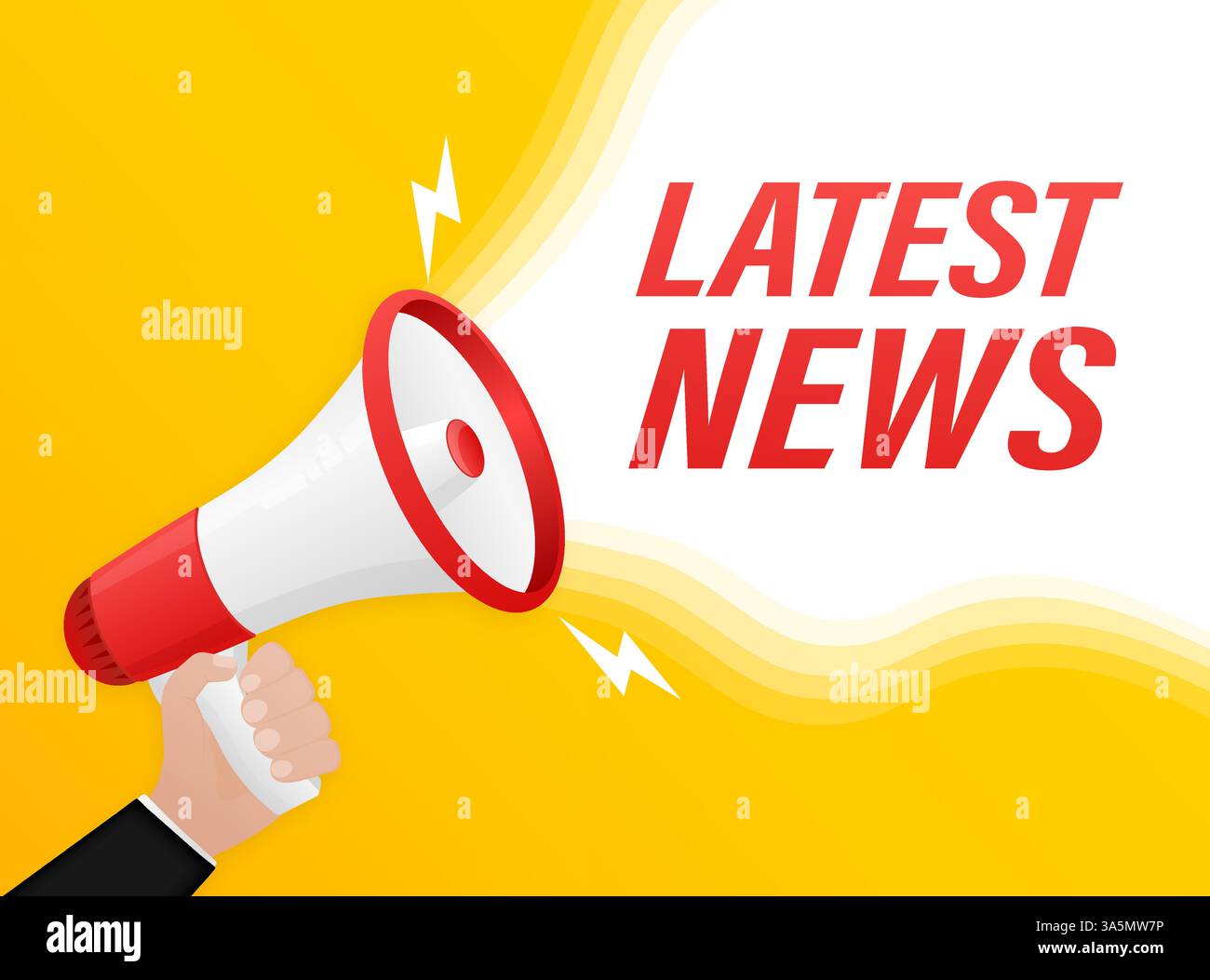 Latest news concept. Badge with megaphone icon. Flat vector ...