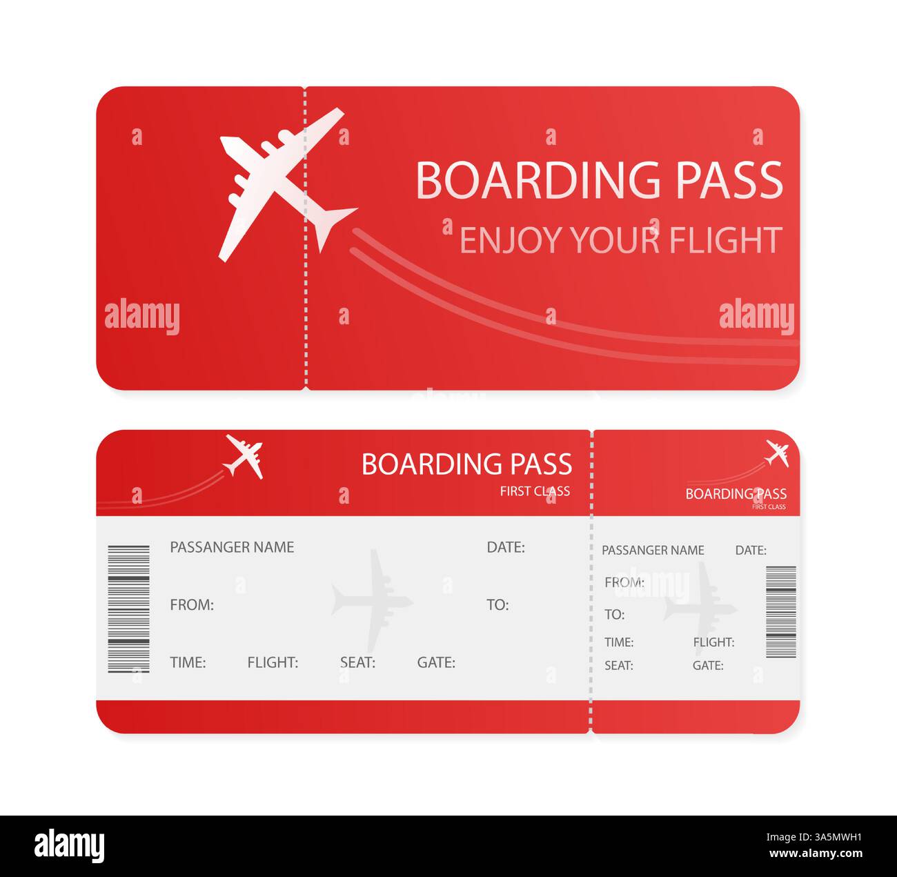 Flat empty airline tickets for concept design. Flat vector illustration ...