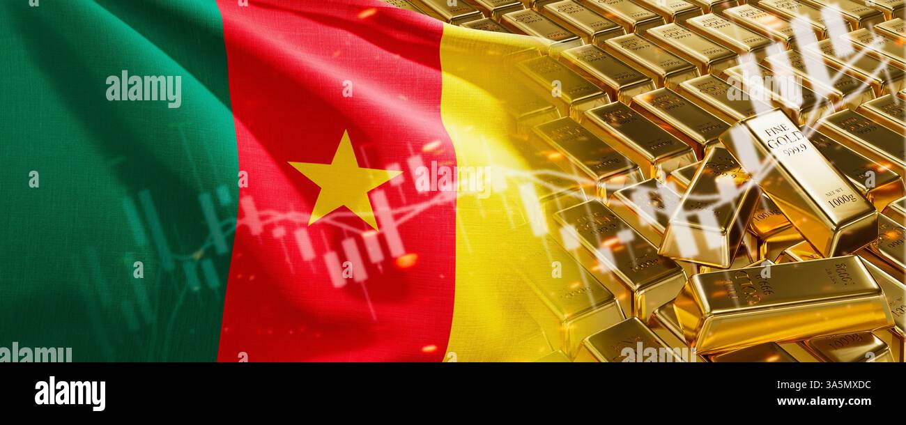 Gold bars with Cameroon flag. Chart simply precious metals stocks ...