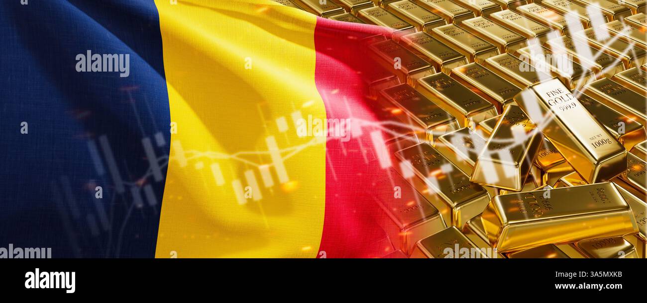 Gold bars with Chad flag. Chart simply precious metals stocks. National ...