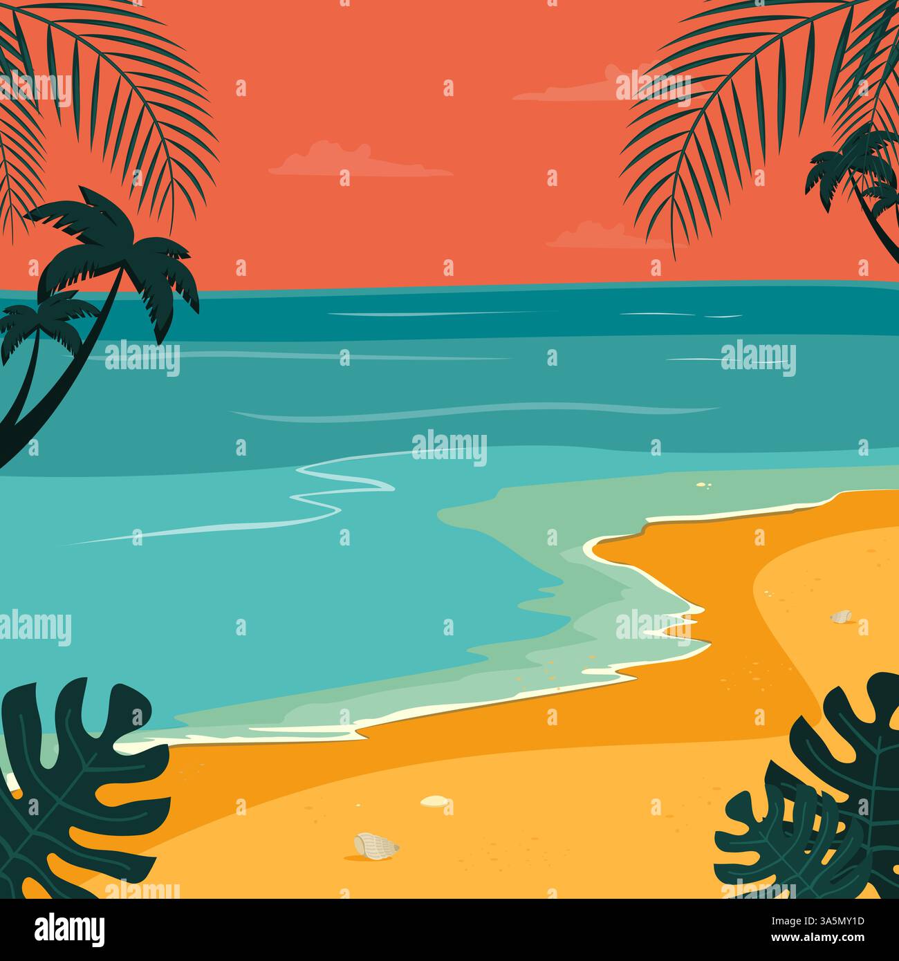 Stunning sunset ocean Stock Vector Images - Alamy