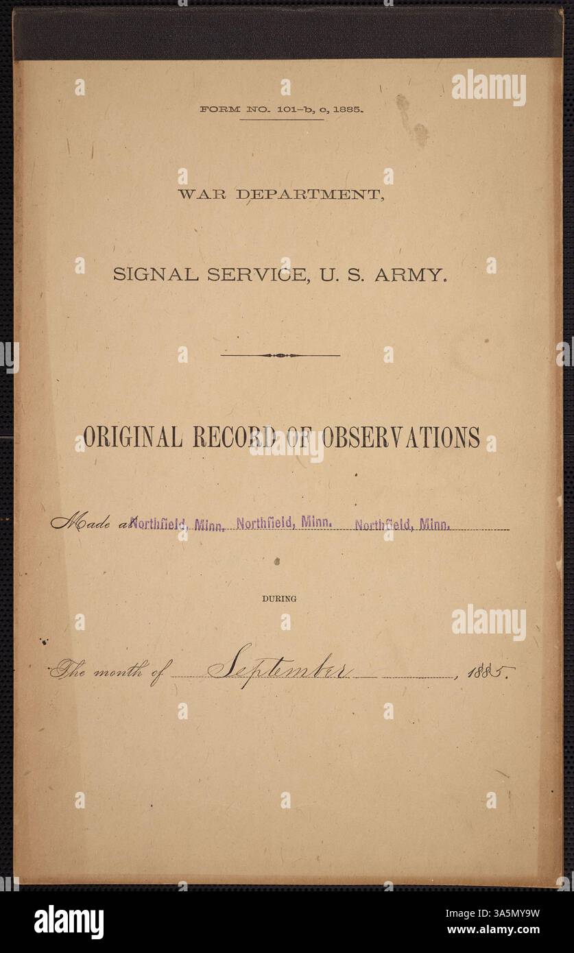 The Carleton College weather diaries for September 1885 were recorded ...