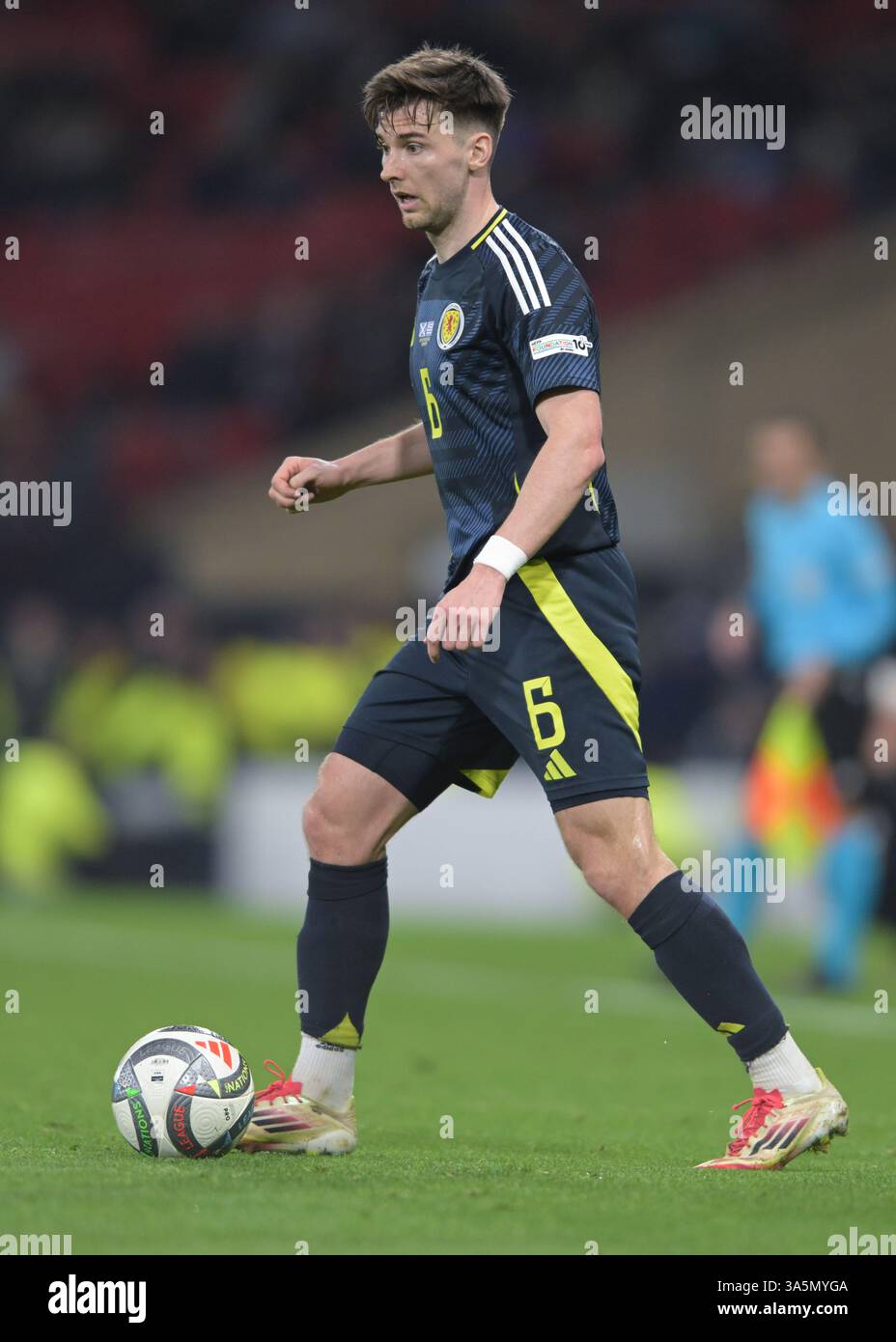 Glasgow, UK. 23rd Mar, 2025. Kieran Tierney of Scotland during the UEFA ...