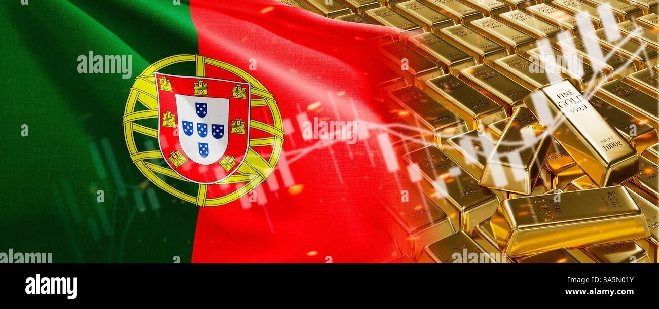 Gold bars with Portugal flag. Chart simply precious metals stocks ...