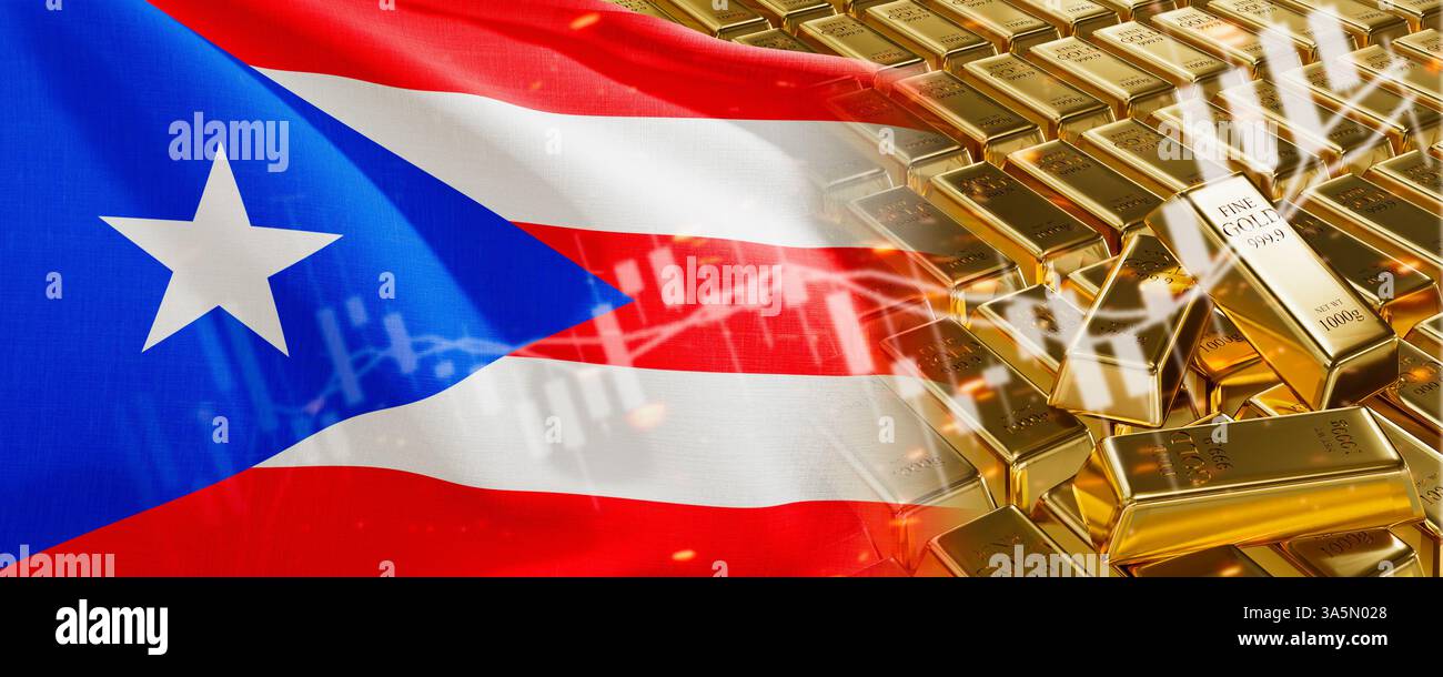 Gold bars with Puerto Rico flag. Chart simply precious metals stocks ...