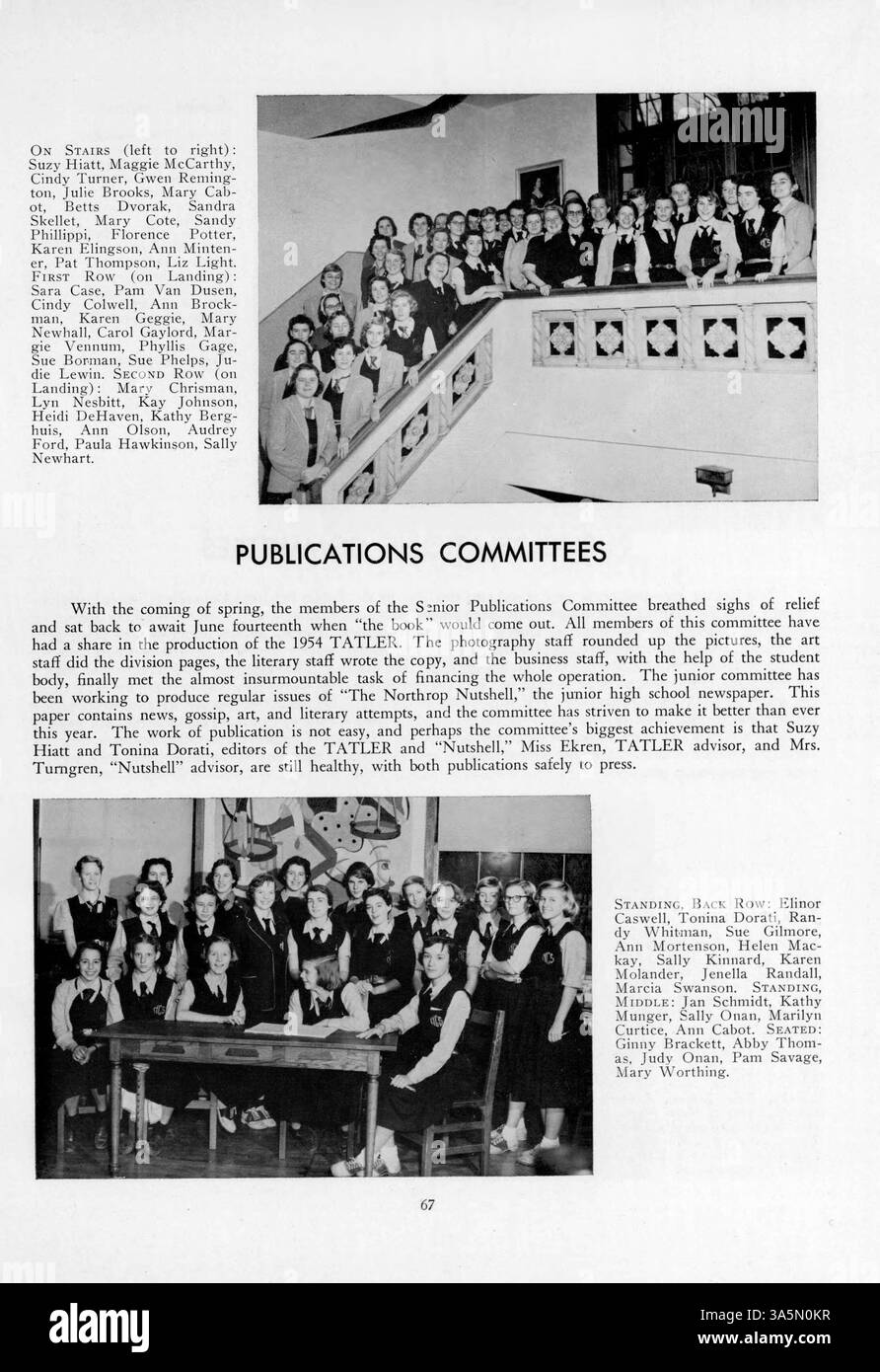 The 1954 Northrop Collegiate Yearbook, Tatler, documents the school's ...