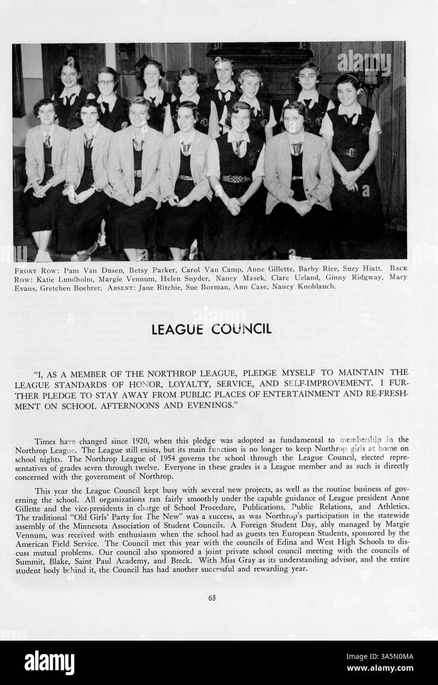 The 1954 Northrop Collegiate Yearbook, known as Tatler, serves as a ...