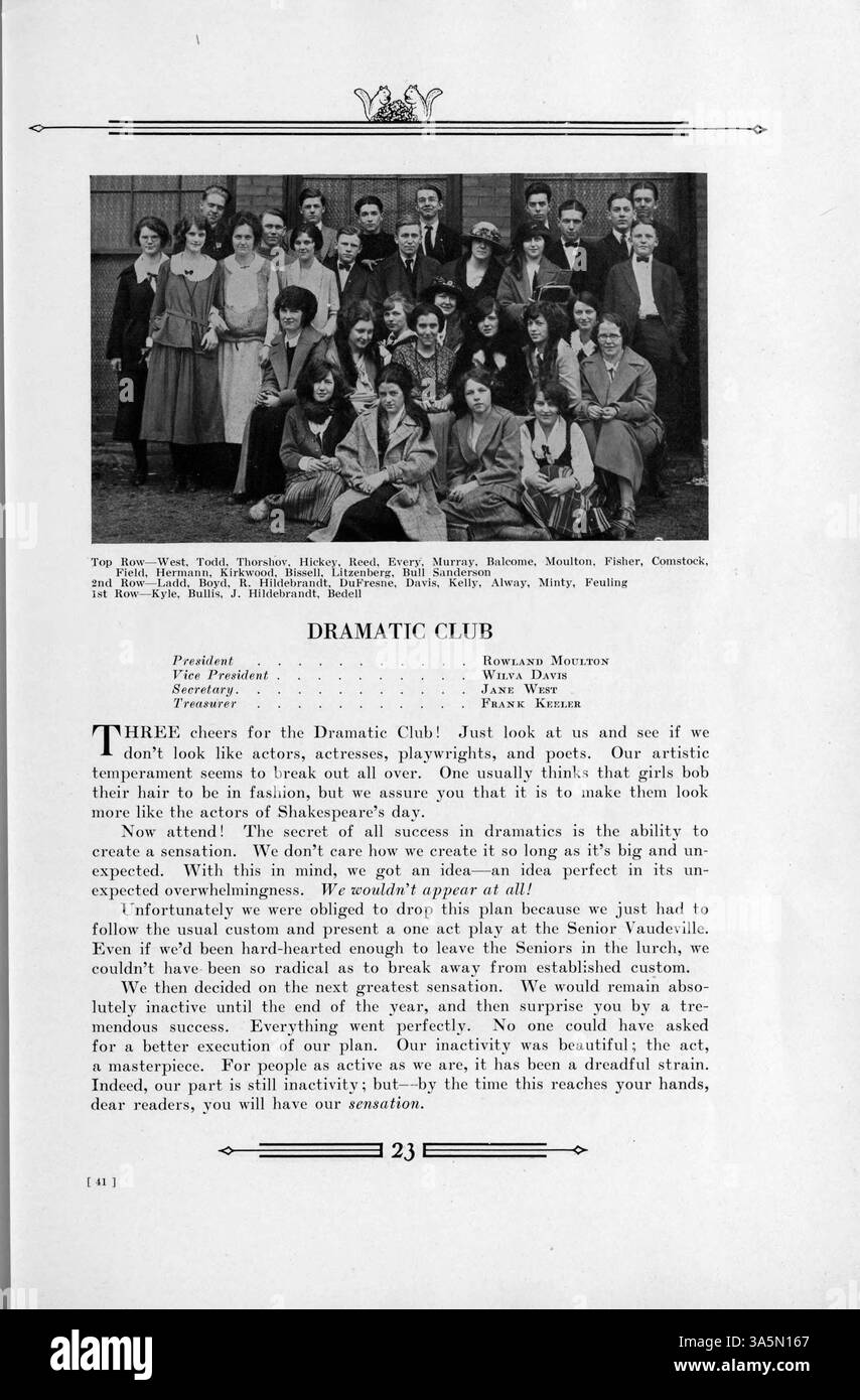 The 1923 University High School yearbook, 'Bisbila', captures the ...