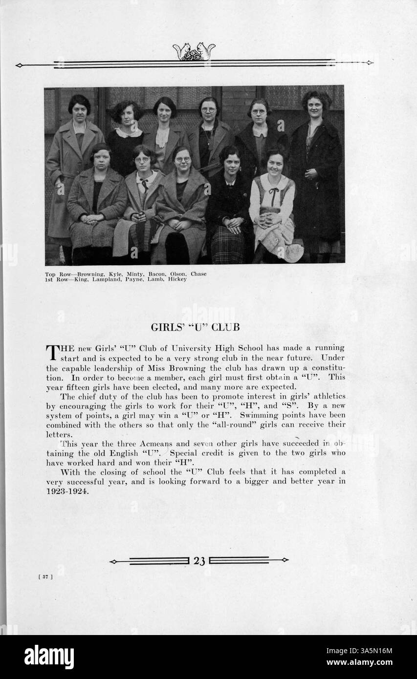 Yearbook for 1923 at university high school highlights student ...