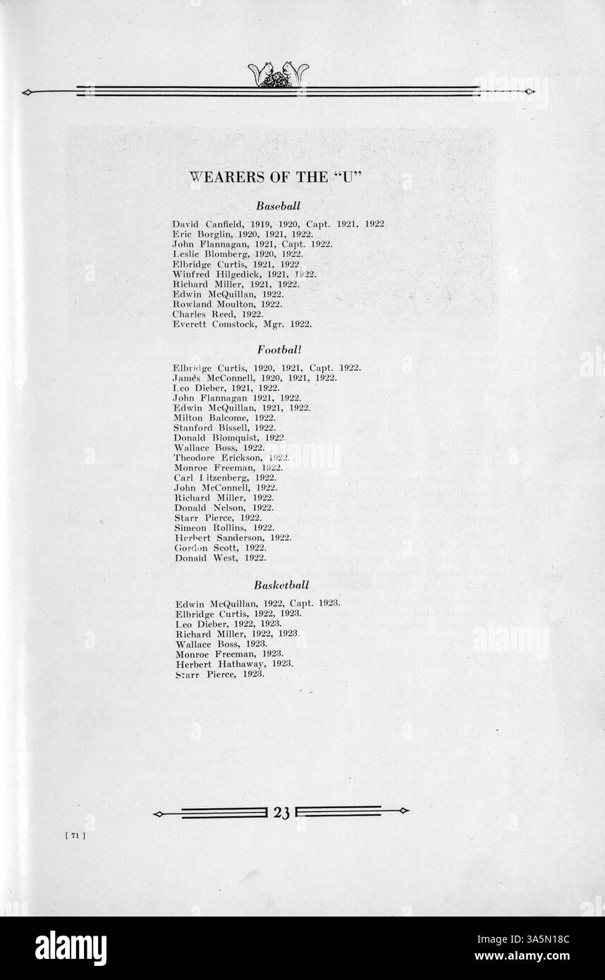 Documenting the key events of the 1922 1923 academic year hi-res stock ...