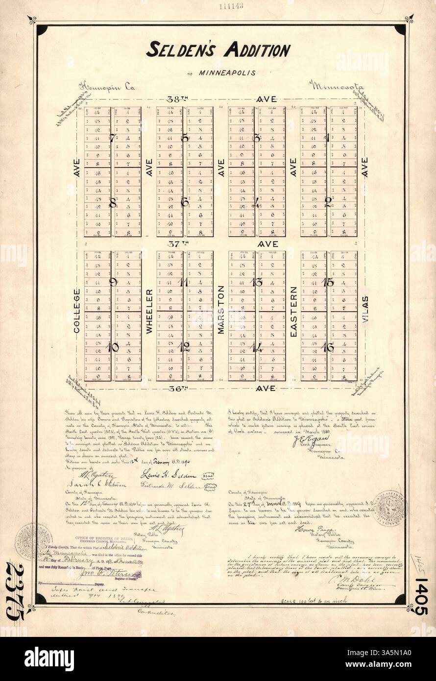 A map of Selden's Addition, a historic development in Minneapolis ...