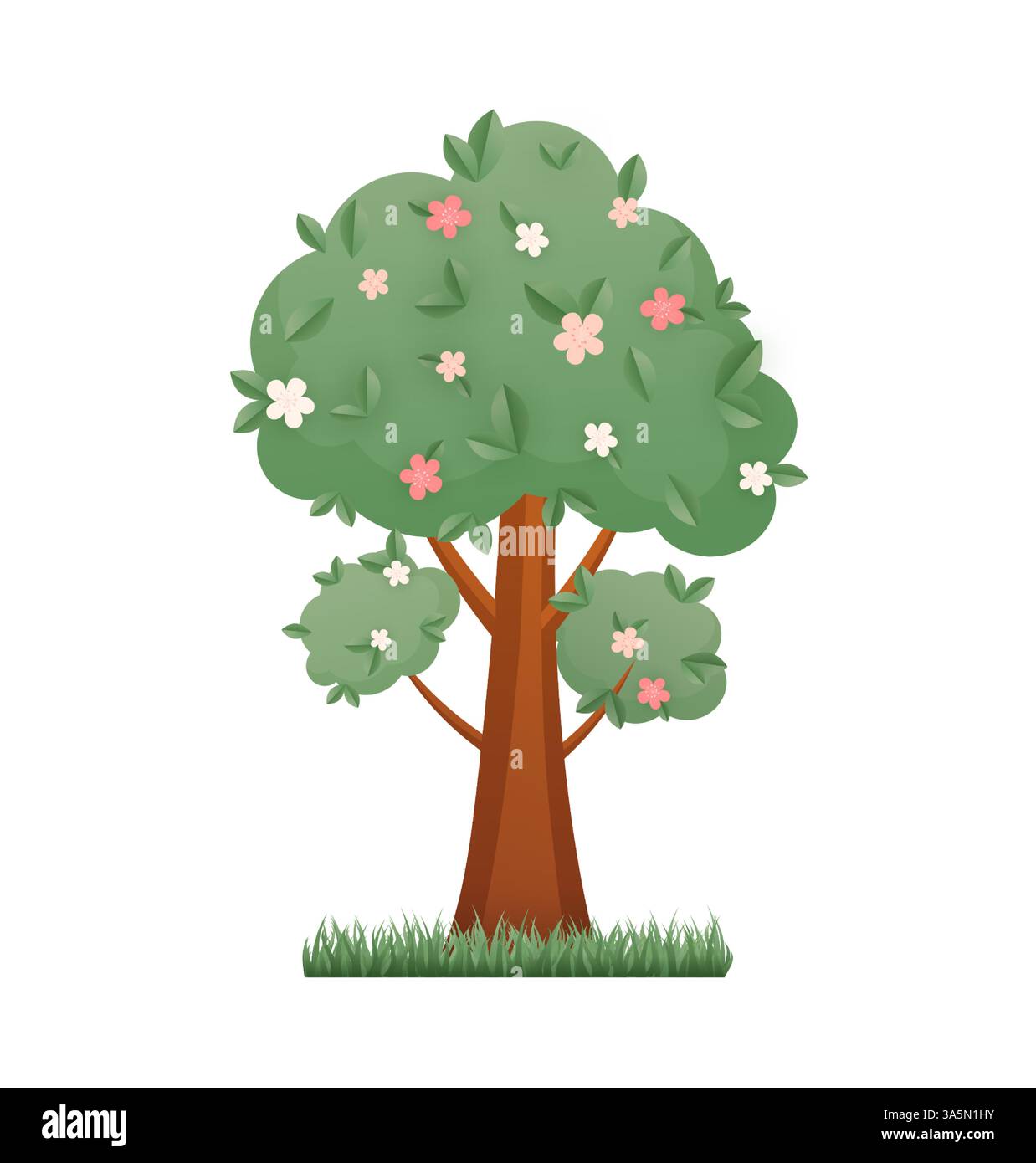 Vector flat blooming flower tree. Vector illustration Stock Vector ...