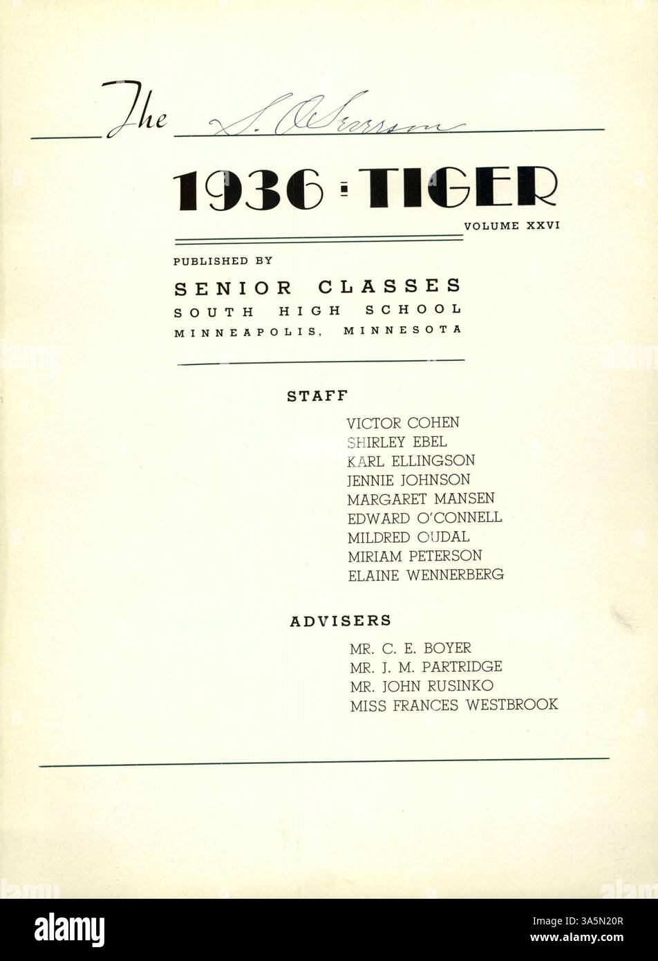 The 1936 South High 'Tiger' Yearbook showcases student life, including ...