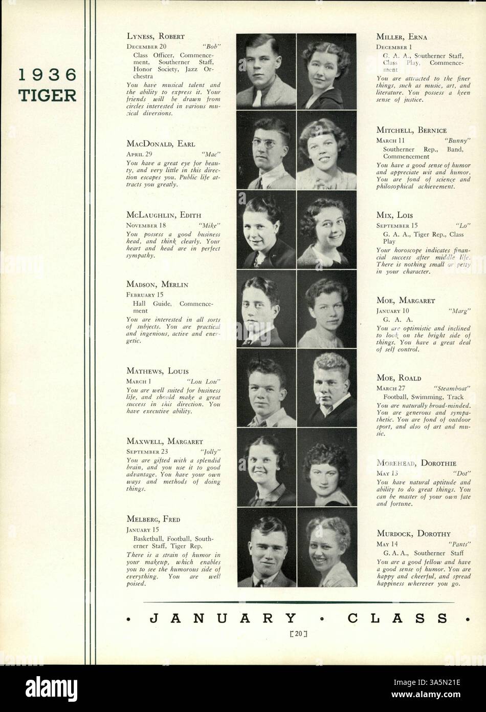 The 1936 'Tiger' Yearbook from South High School features student clubs, athletics, and academic ...