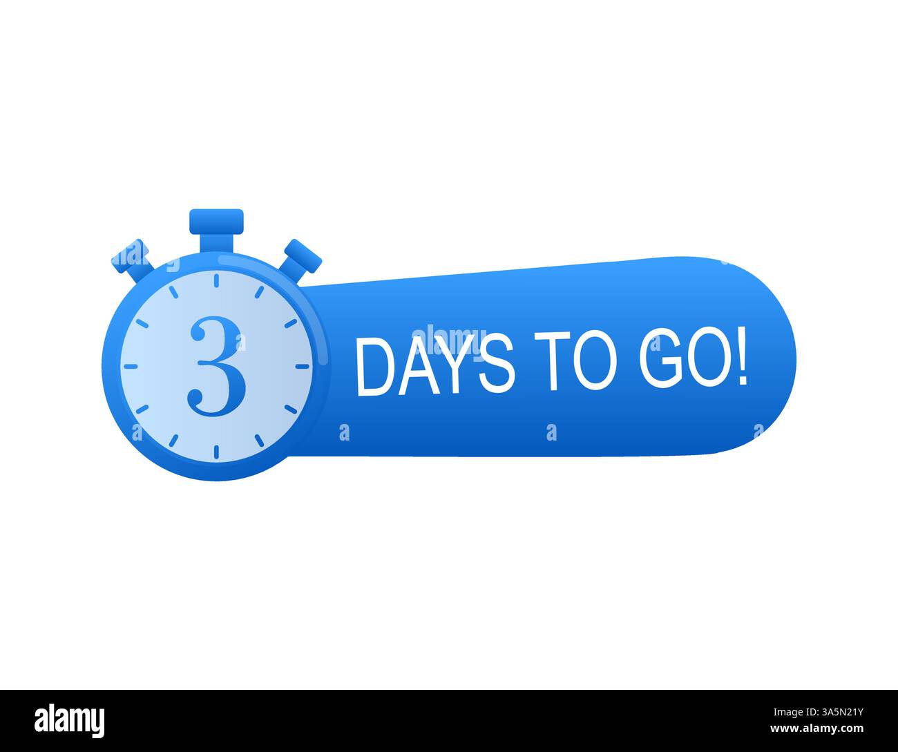 Timer with 3 days to go flat icon. Vector stock illustration on white background Stock Vector ...