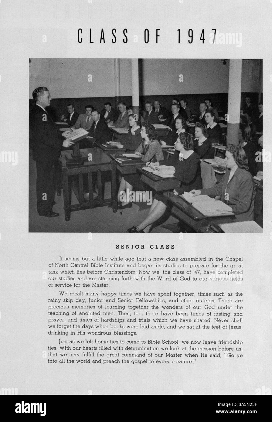 This 1947 Yearbook from North Central Bible Institute highlights the ...