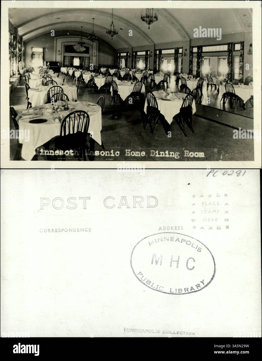 This photo postcard depicts the interior of the dining room at the ...