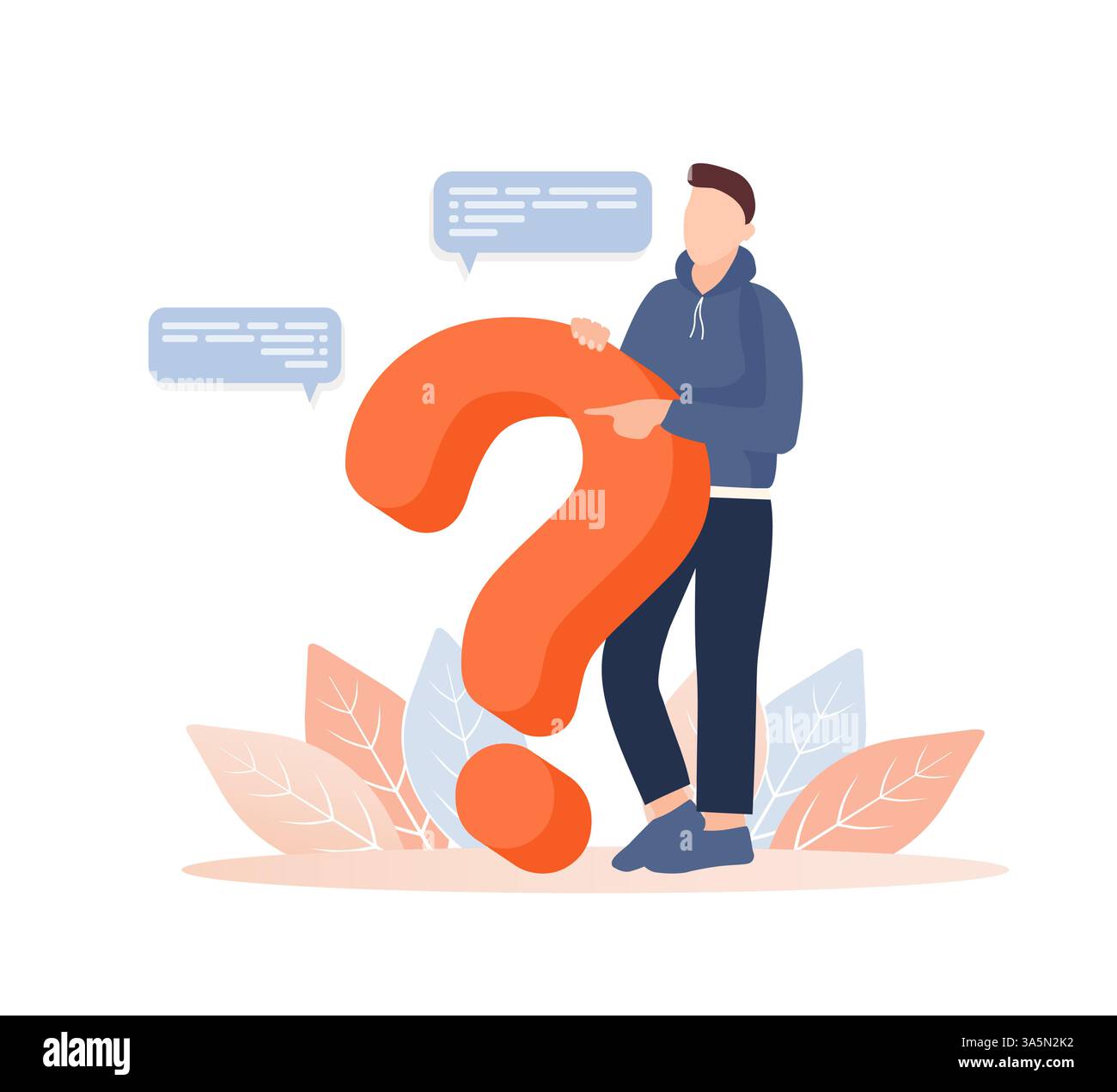 3d question people for landing page design. Flat vector illustration ...