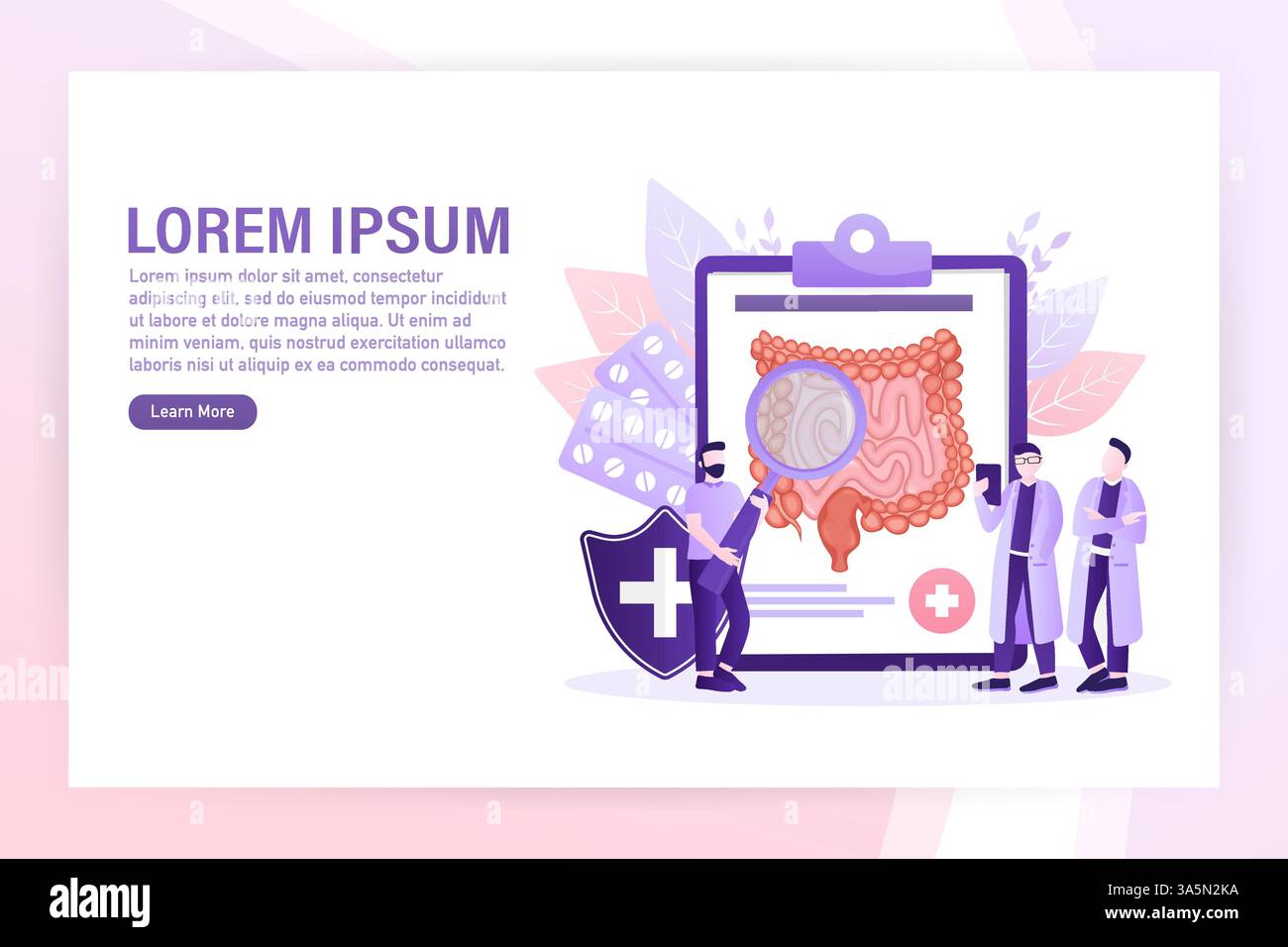 Flat vector illustration. Flat vector illustration with intestines ...