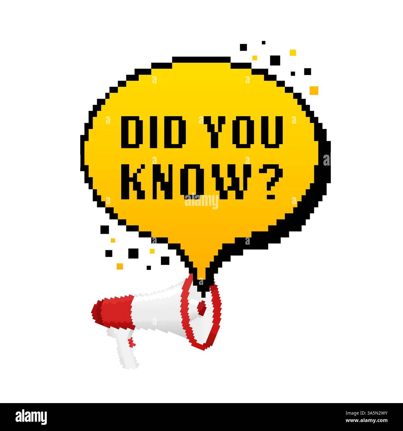 Did you know question. Badge with megaphone icon. Pixel style ...