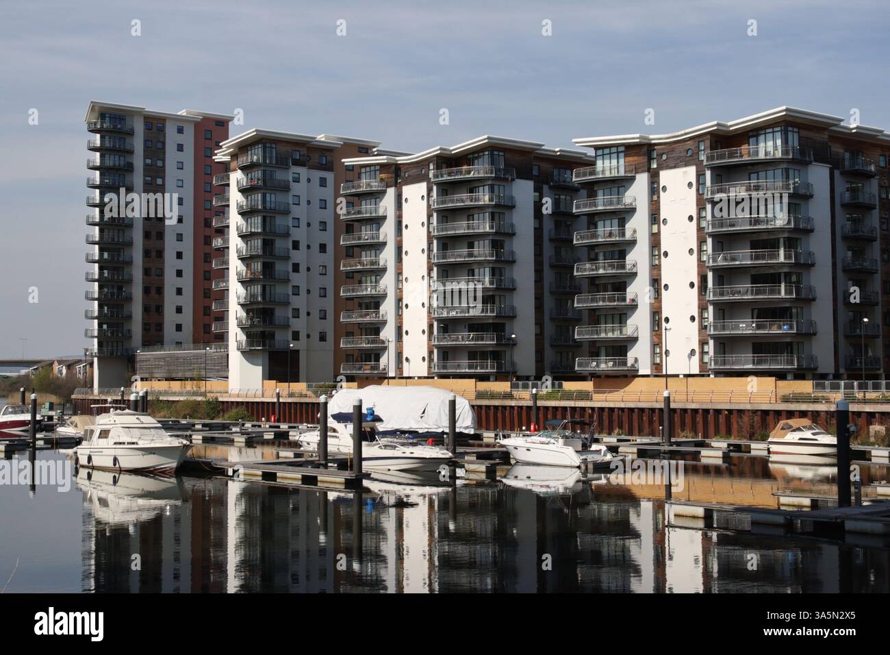 Riverside residential housing development in Cardiff Bay Wales UK ...