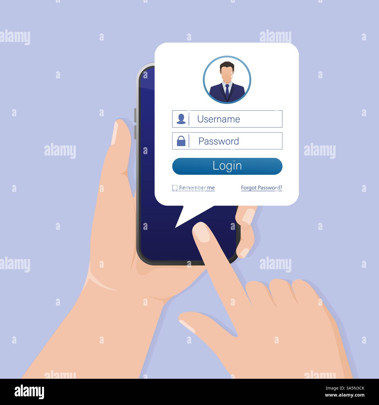 User login smartphone for site design. Mockup application page user ...