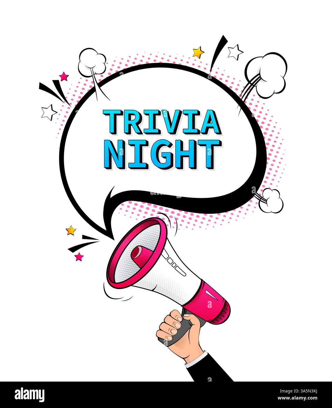 Trivia night megaphone on white background for flyer design. Vector ...