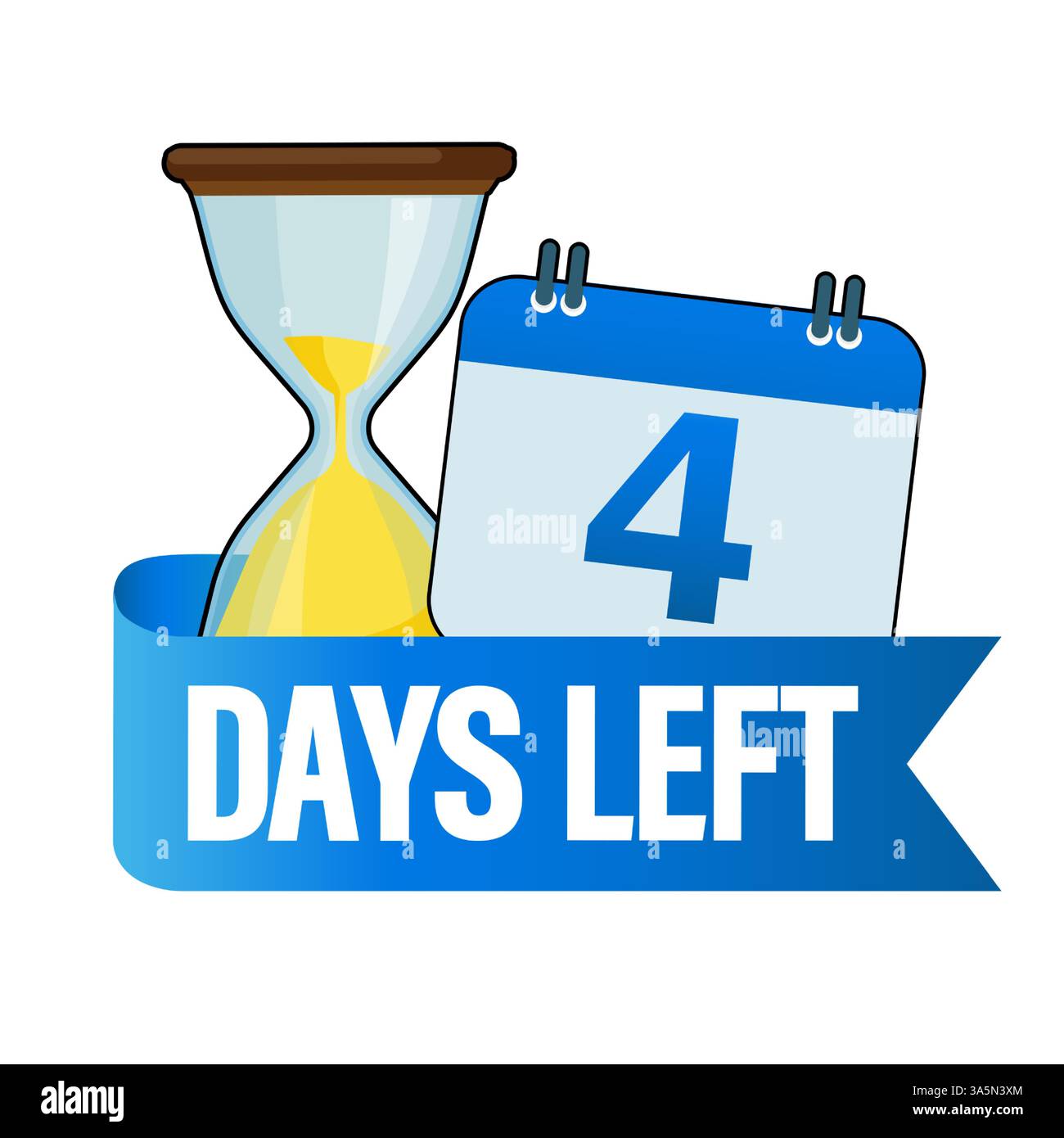 4 days left. Sandglasses with calendar icon on a white background ...