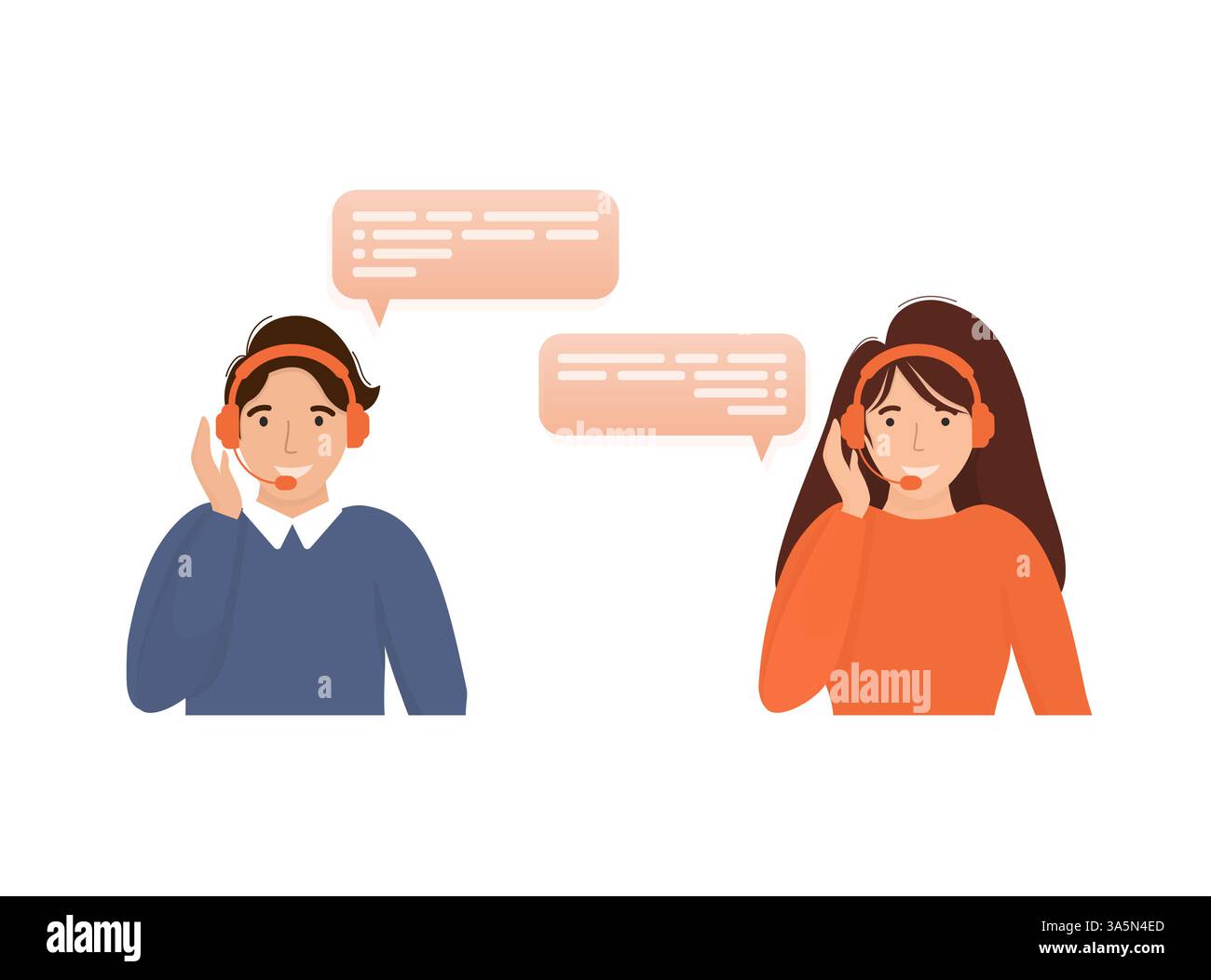 Call center, hotline flat vector illustrations. Smiling office workers ...