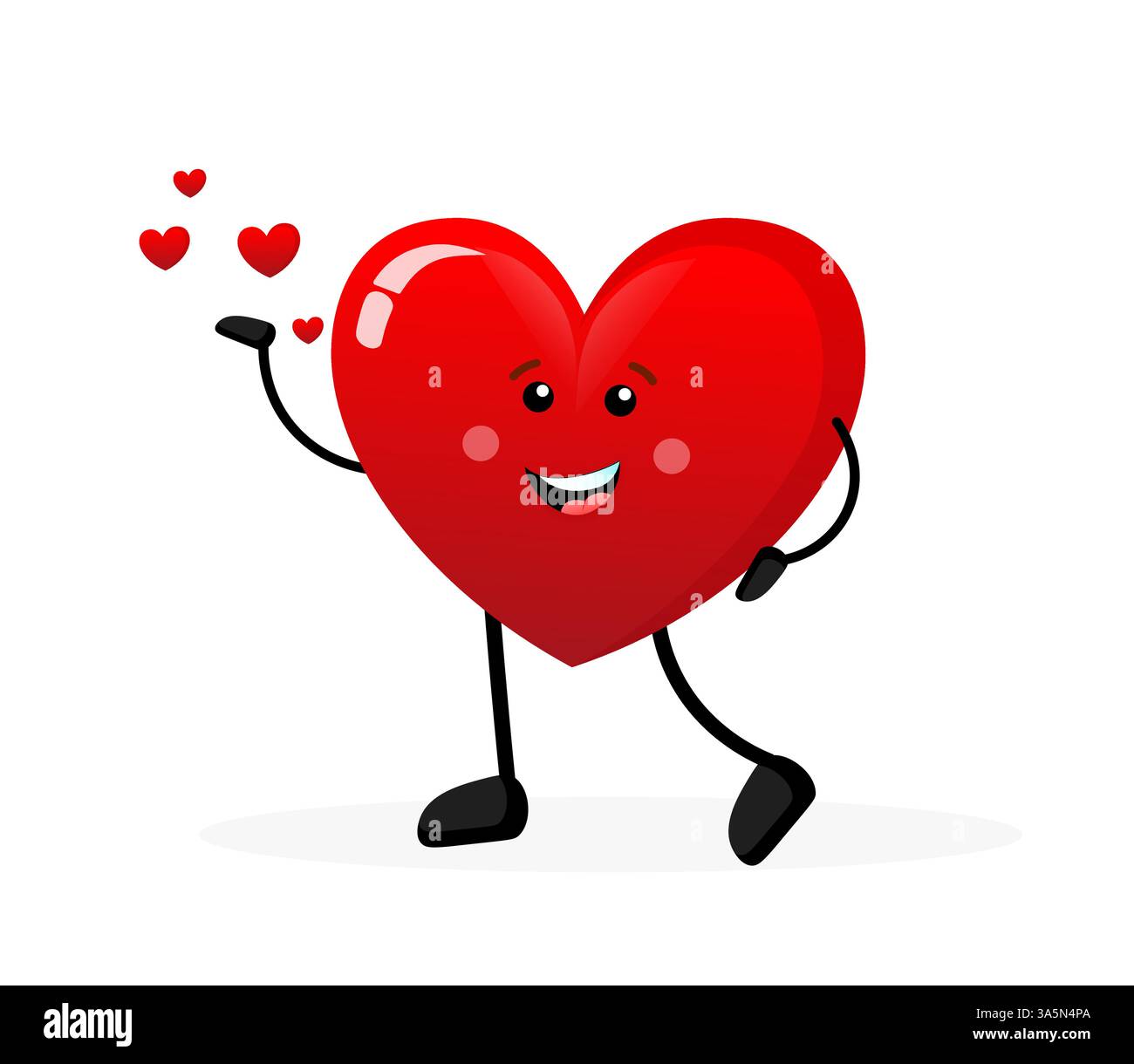 Flat smiling heart cartoon. Vector flat design. Beautiful character ...