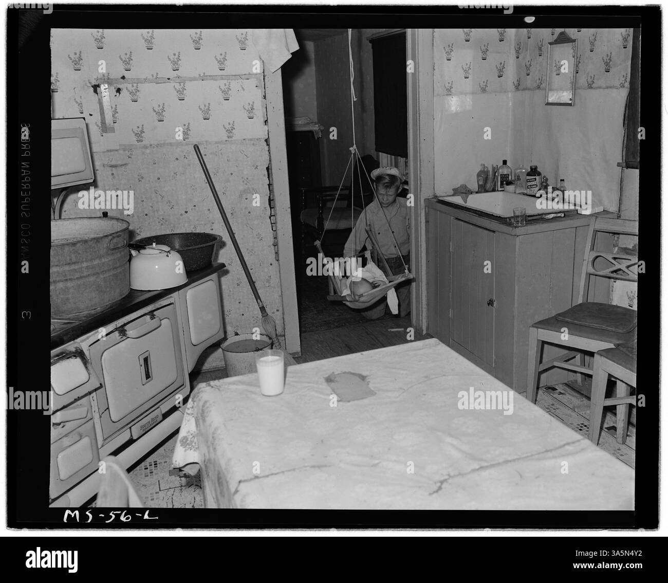The kitchen in a miner's home at the Louise Coal Company housing ...
