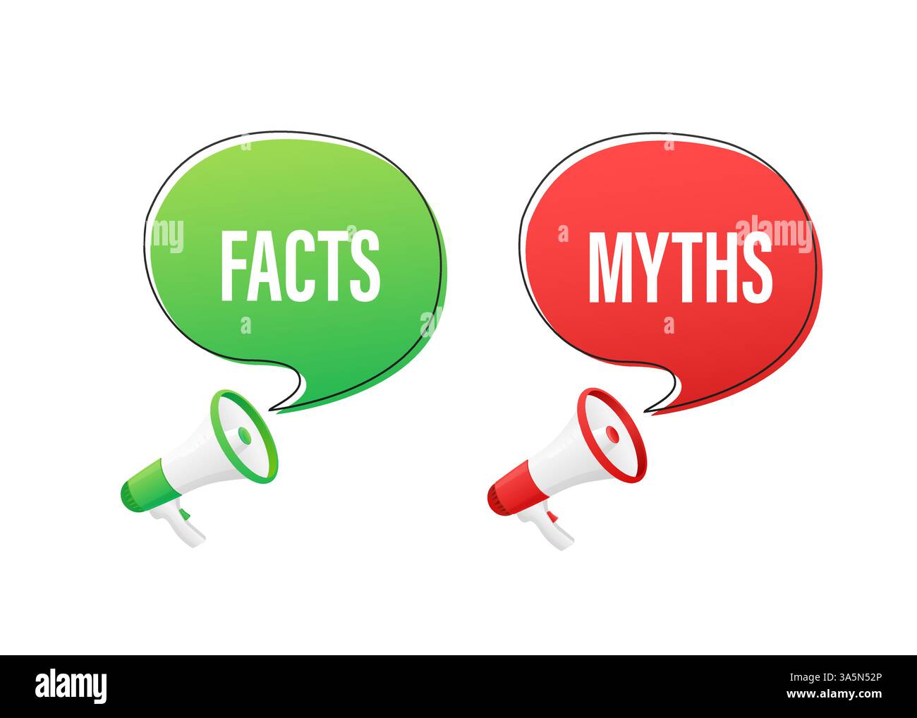 Icon for concept design. Icon with fact vs myths on transparent ...