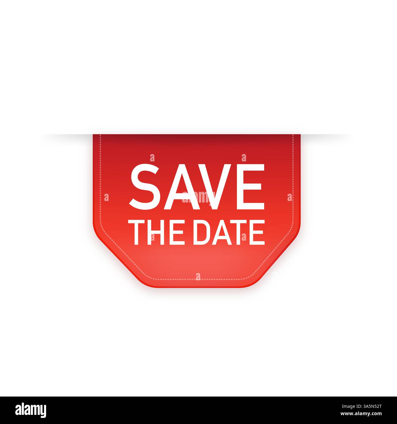 Save the data red ribbon in 3D style on white background. Vector ...