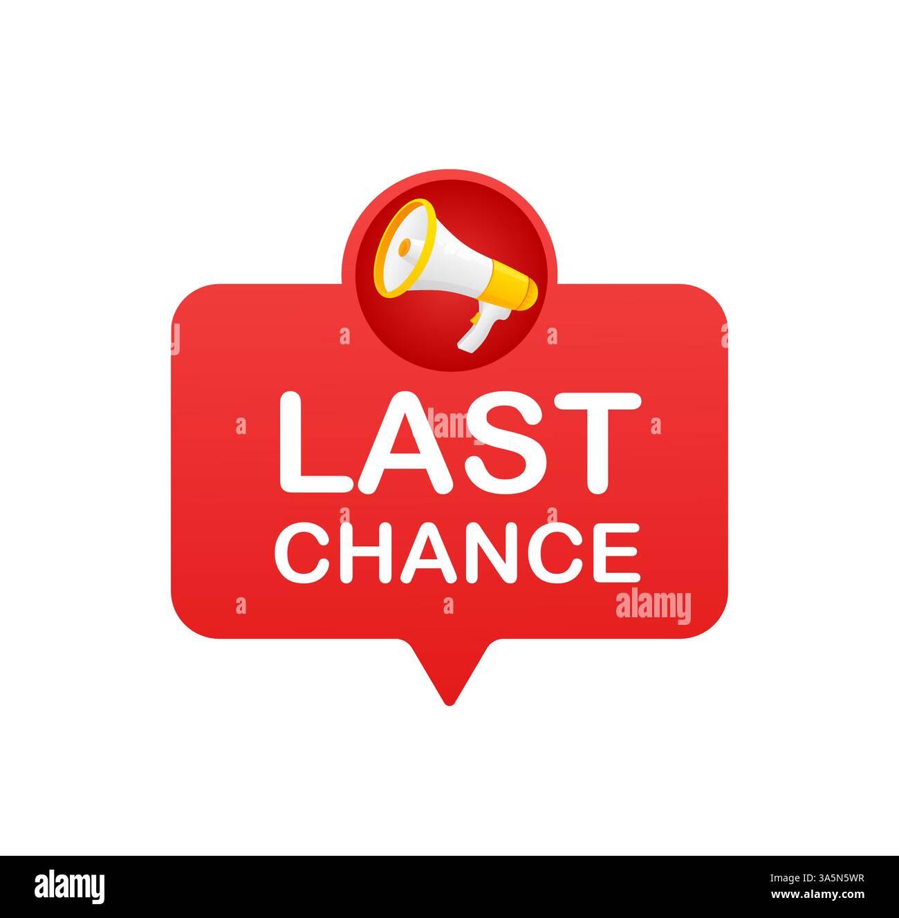 Last chance. Badge, stamp with megaphone icon. Flat vector illustration ...