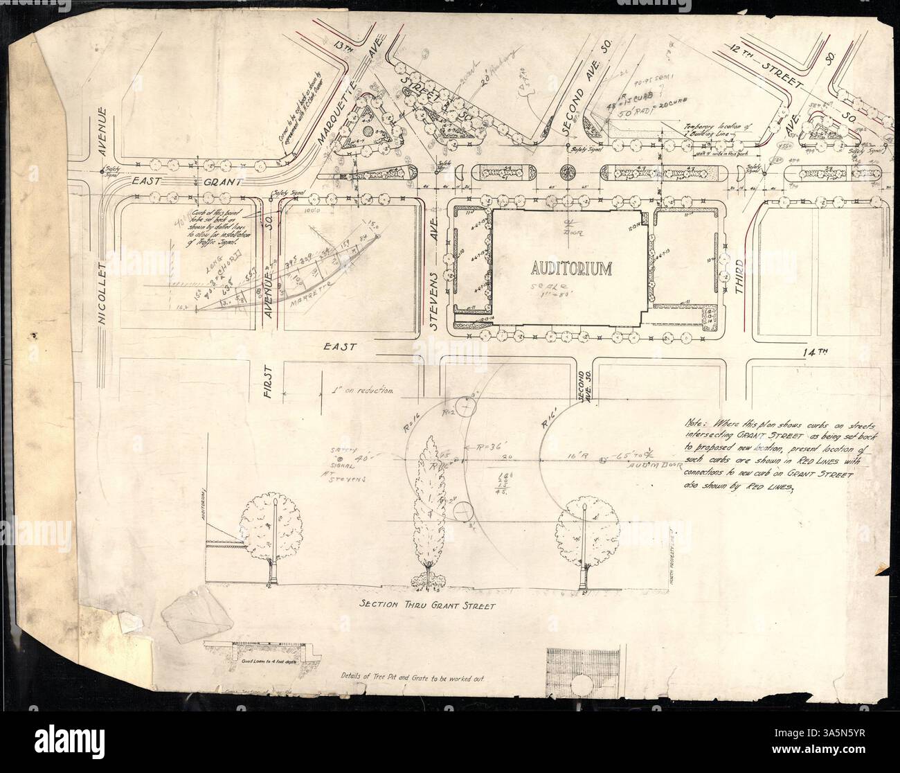This map details the proposed planting plan along East Grant Street and ...