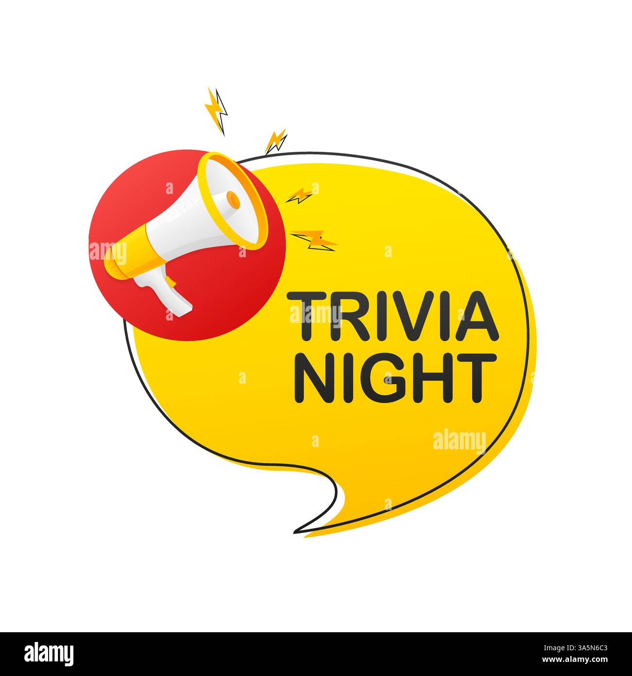 Trivia night megaphone on white background for flyer design. Vector ...