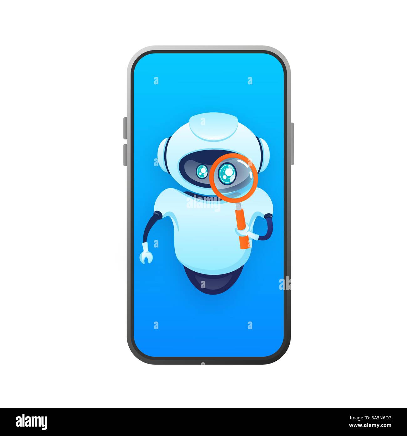 Search bot in cartoon style. Artificial intelligence. Isometric vector ...