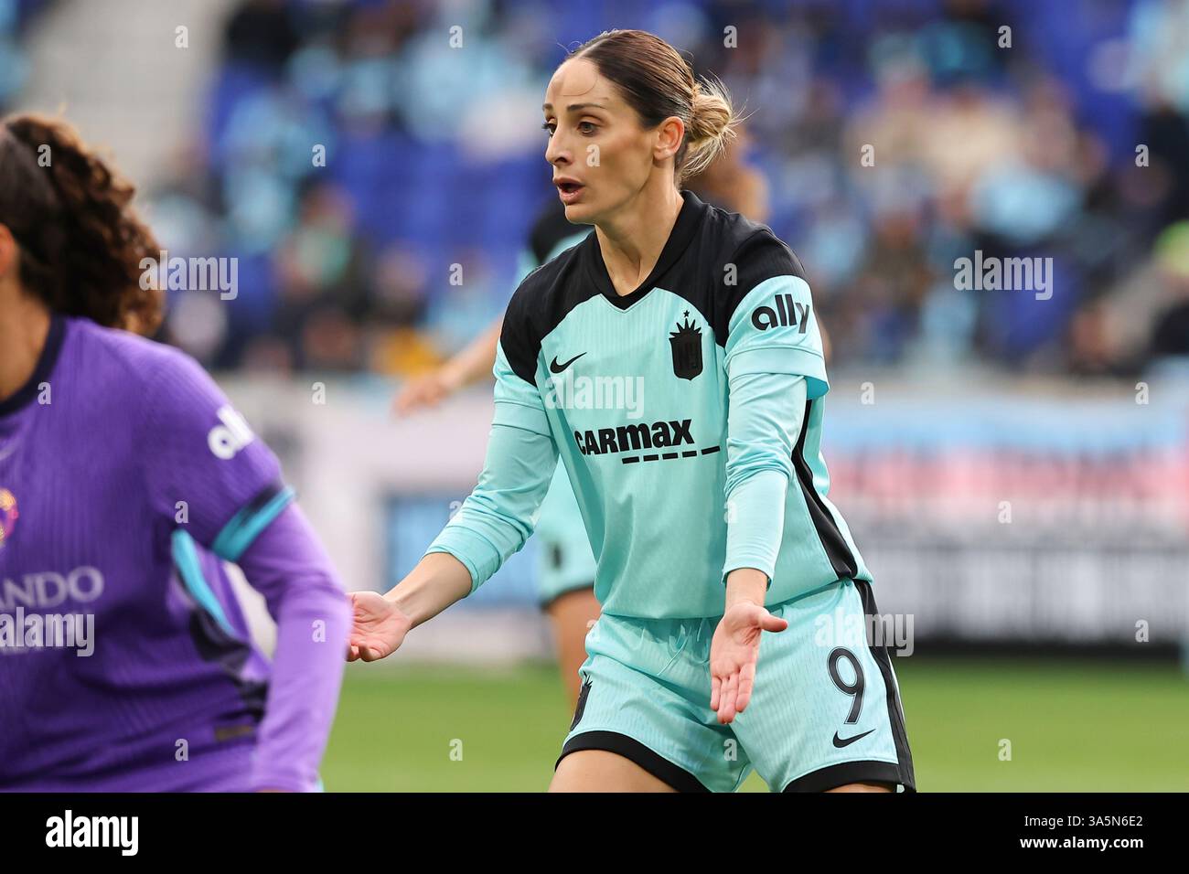 HARRISON, NJ - MARCH 23: Esther González #9 of NJ/NY Gotham FC during ...