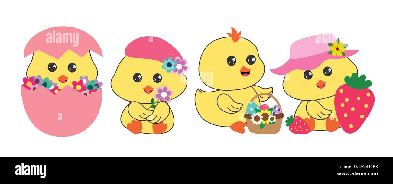 Duck character clipart drawing set. Duck cartoon character clip art ...