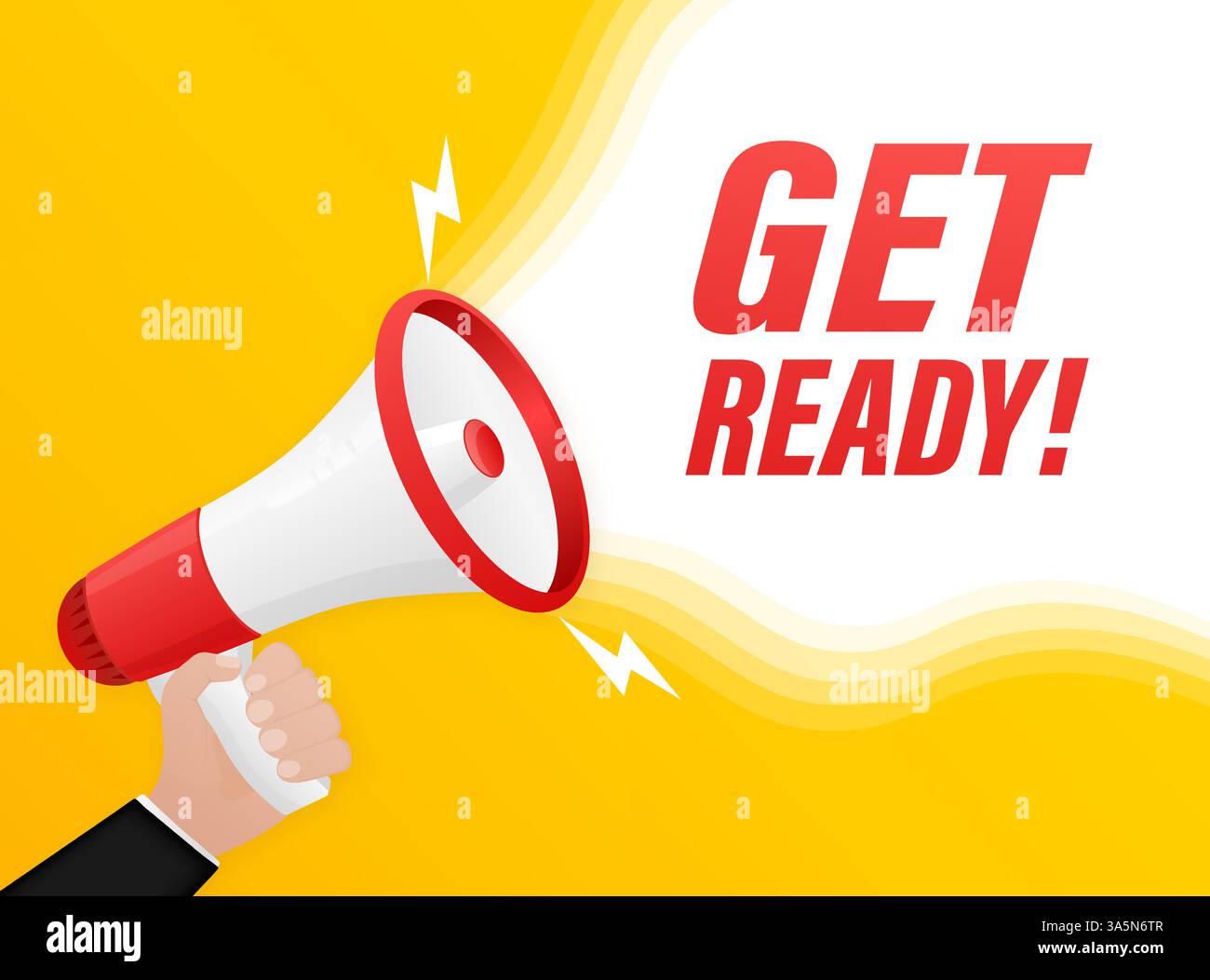 Get ready megaphone on white background for flyer design. Vector ...