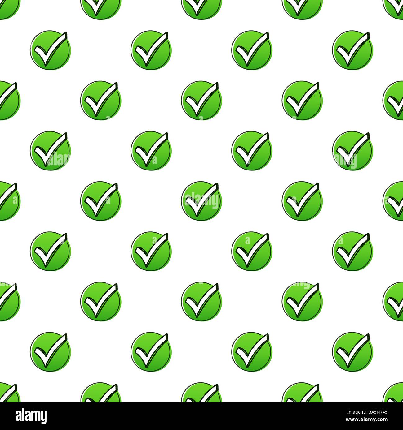Hand drawn green icon pattern on white backdrop. Checkmark right vector ...